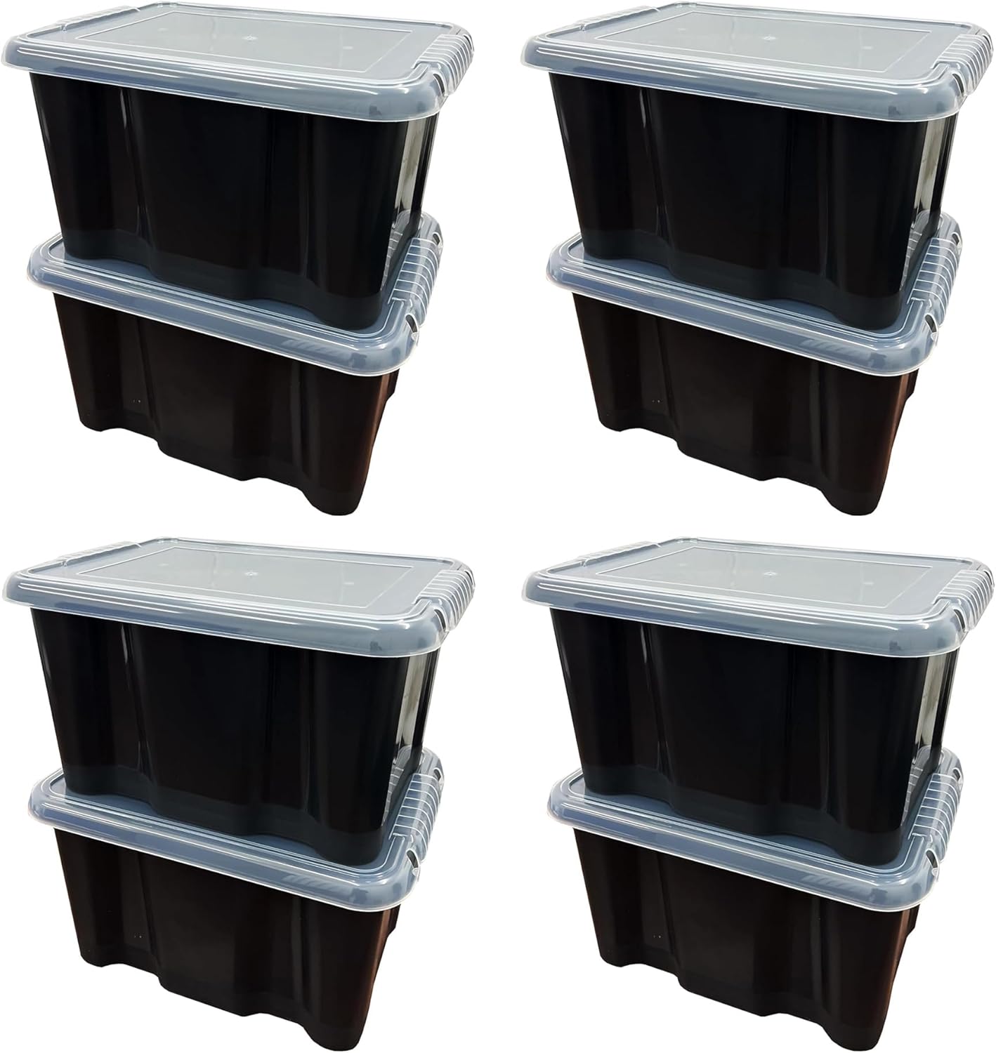 Pluto Packaging Strong Black 24L Home Office Stackable Nestable Bedroom Garage Organising ...