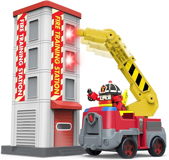 Amazon.com: Robocar Poli Toys, Roy Fire Station Playset, Rescue ...