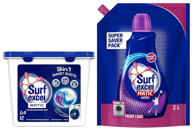 Surf Excel 3 in 1 Smart Shots Unit Dose Liquid Detergent For Both Front ...