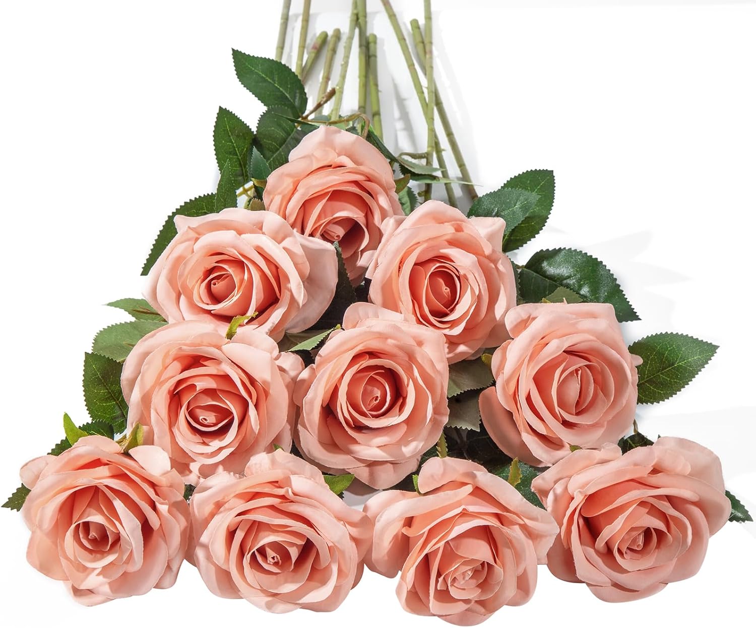 Amazon.com: DuHouse 10pcs Silk Roses Artificial Flowers Fake Rose for ...