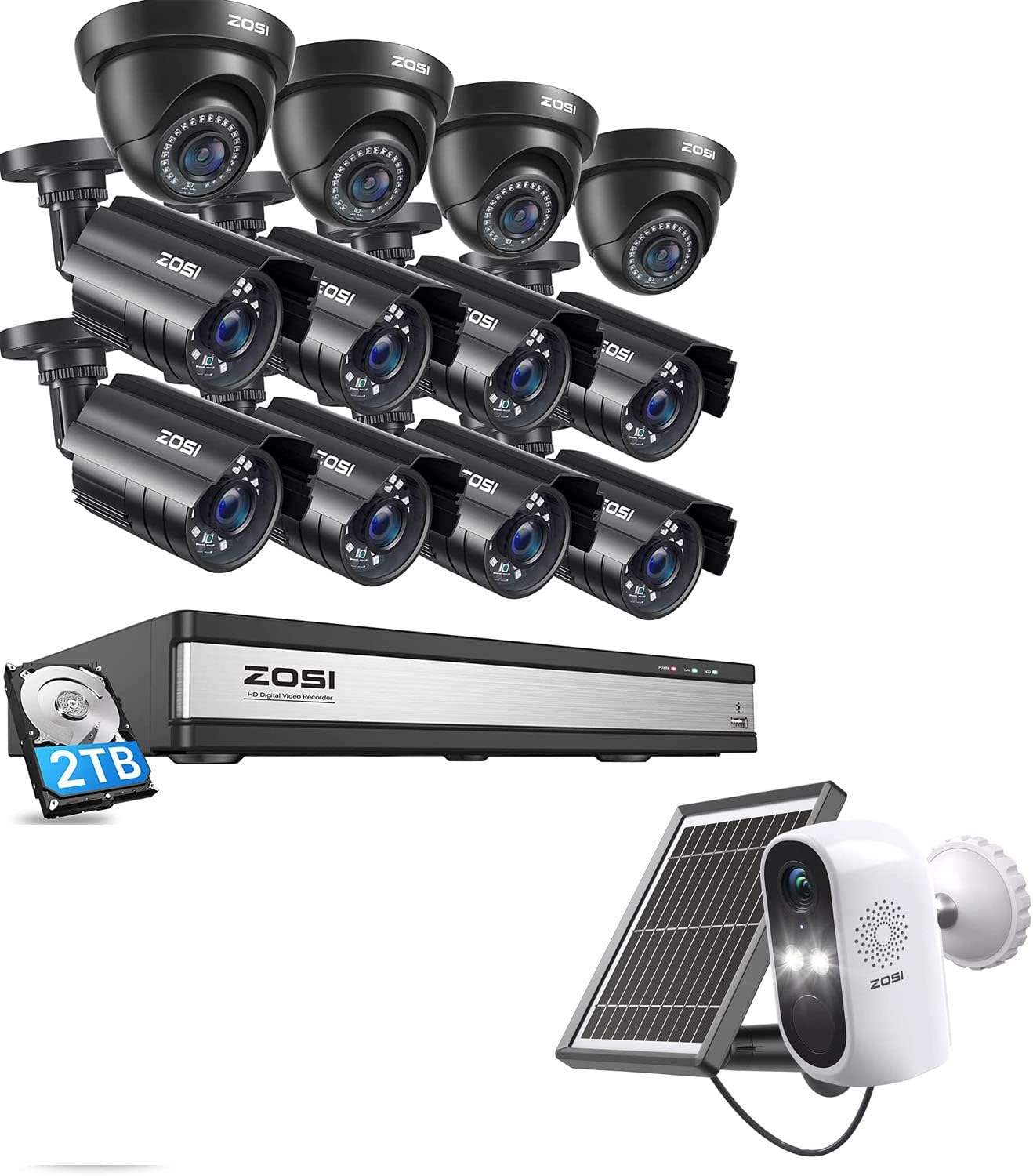 Amazon.com : ZOSI 16CH H.265+ 1080P Security Camera System with 2TB ...
