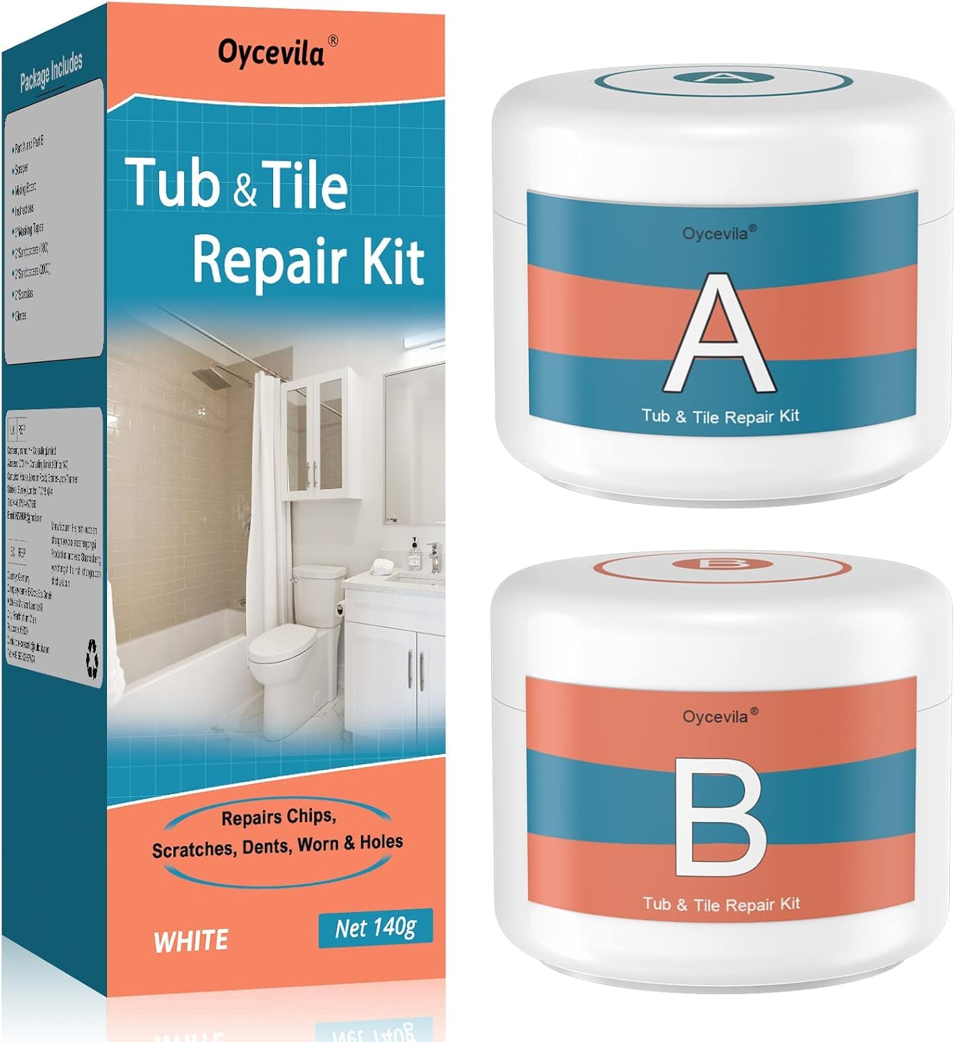 Bath Enamel Repair Kit, Bath Repair Kit White 140g with Super Adhesion ...