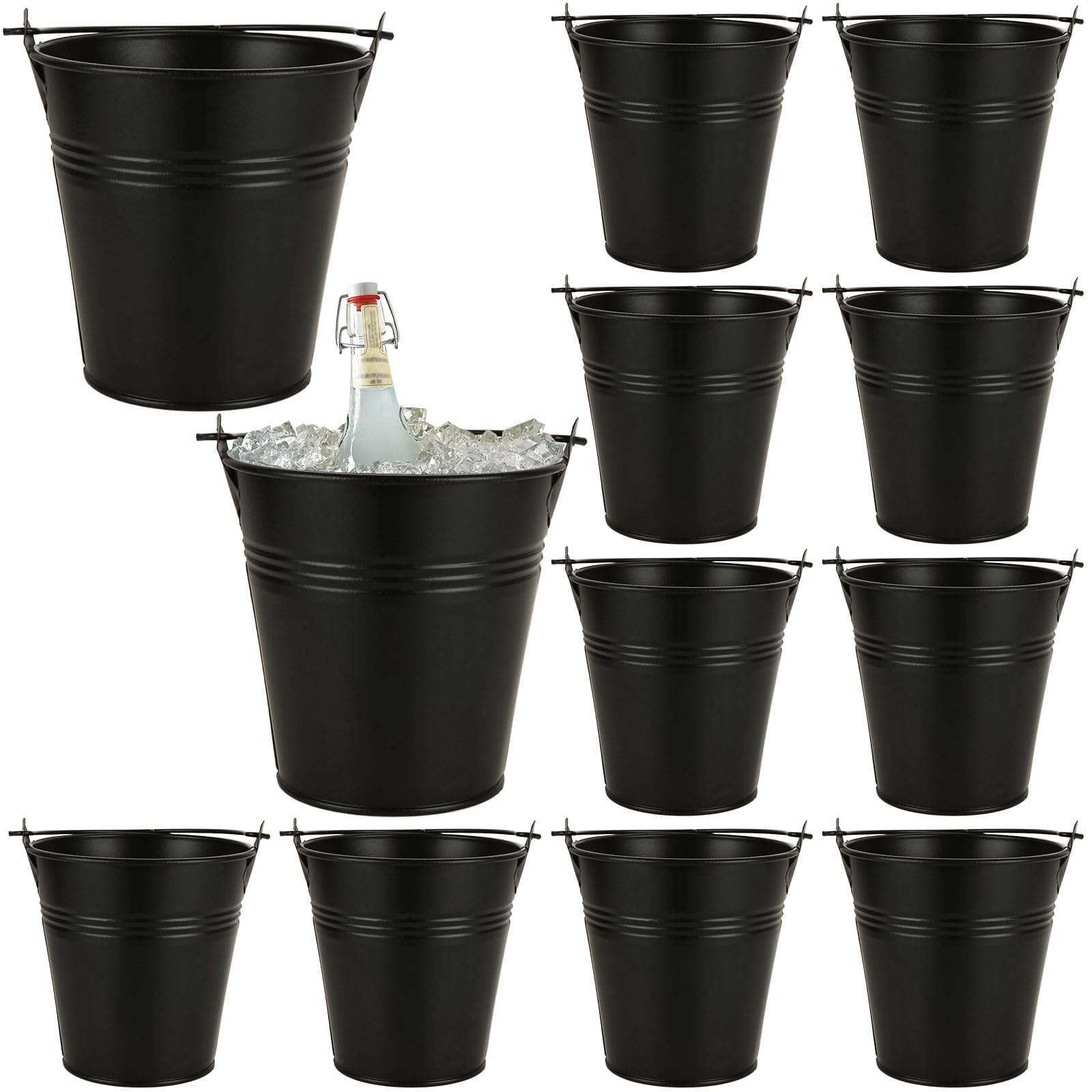 Amazon.com: ZOFORTY 12 Pack Small Galvanized Metal Bucket with Handles ...