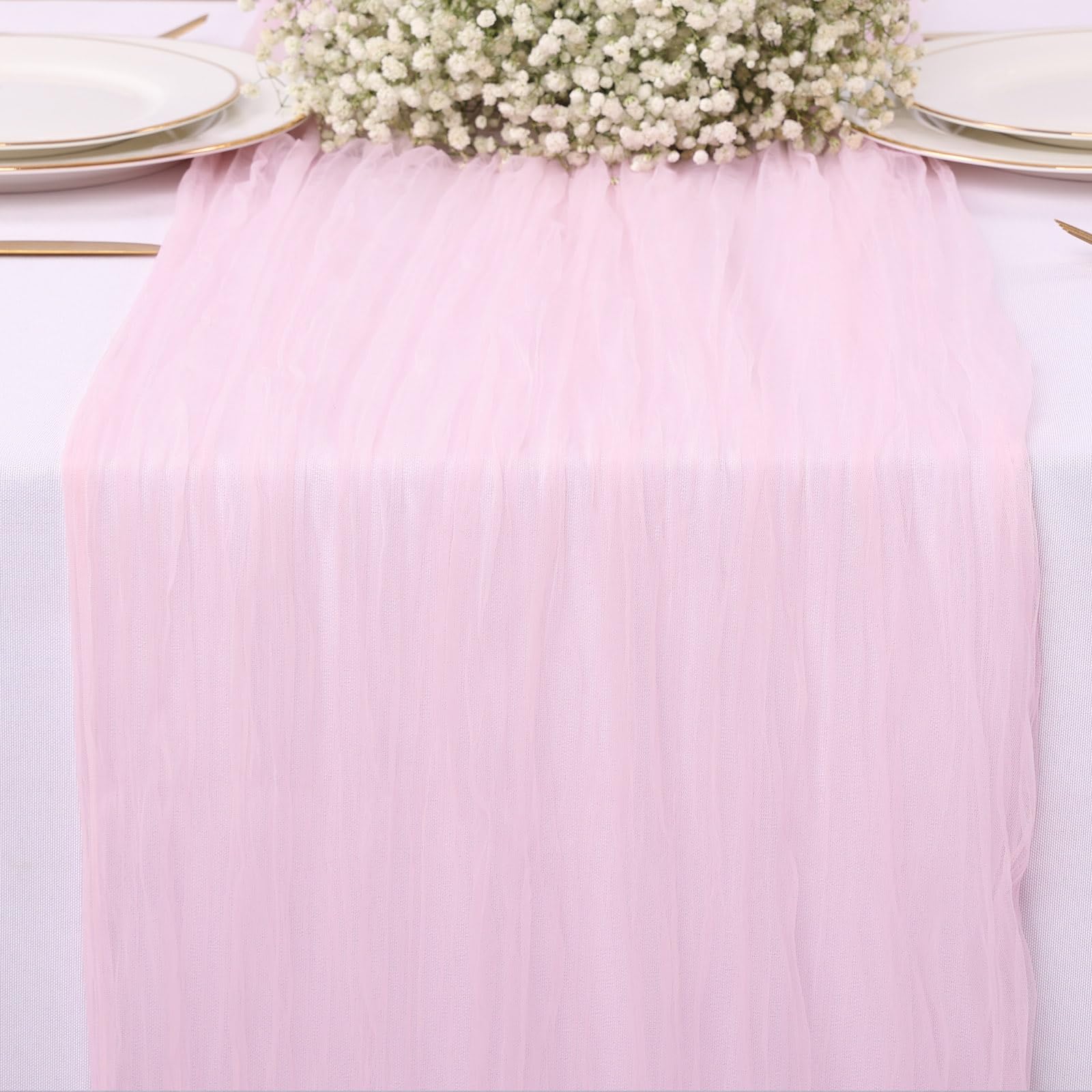 Amazon.com: TuTive Pink Gauze Table Runner 10ft Rustic Cheese Cloth ...