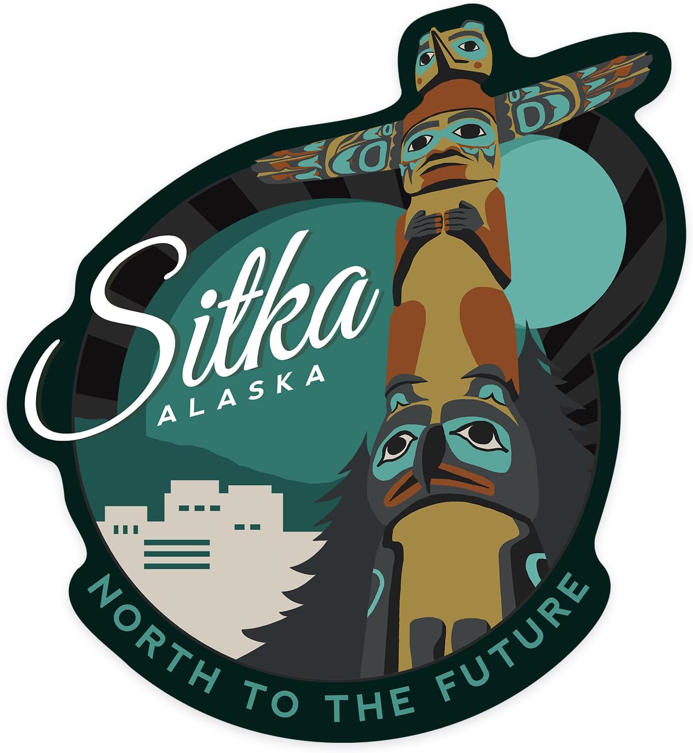 Amazon.com: Die Cut Sticker Sitka, Alaska, Totem, Contour Vinyl Sticker ...