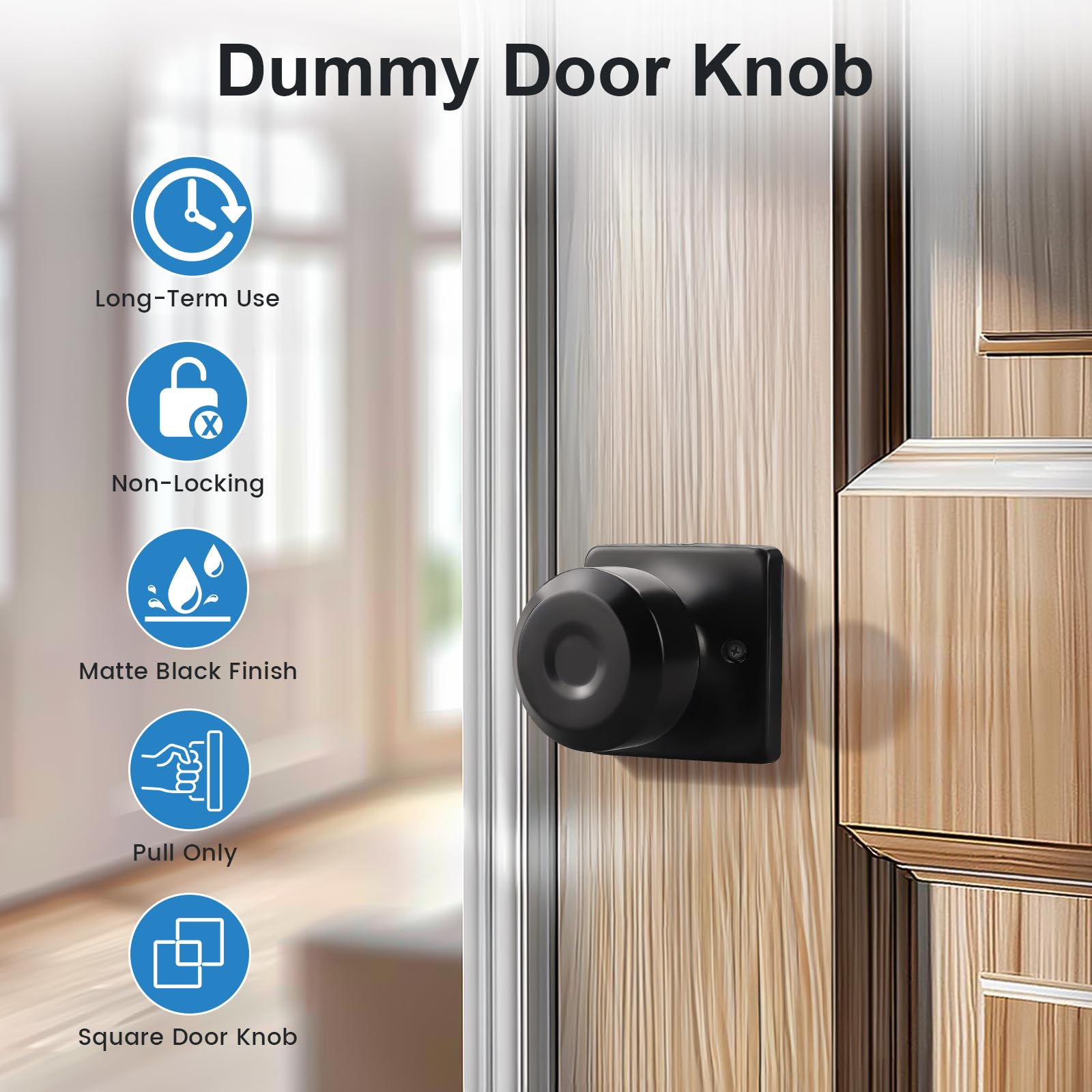 Snapklik.com : Matte Black Dummy Door Knobs, Interior Single Sided Door ...