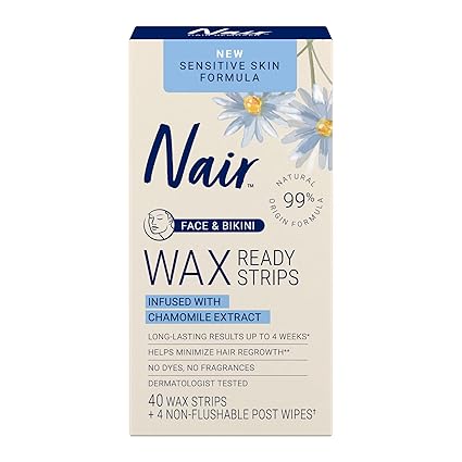Amazon.com : Nair Sensitive Hair Remover Wax Ready Strips, Face and ...