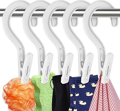Amazon.com: 24PCS Laundry Hooks with Clips Plastic Clothes Pins Super ...