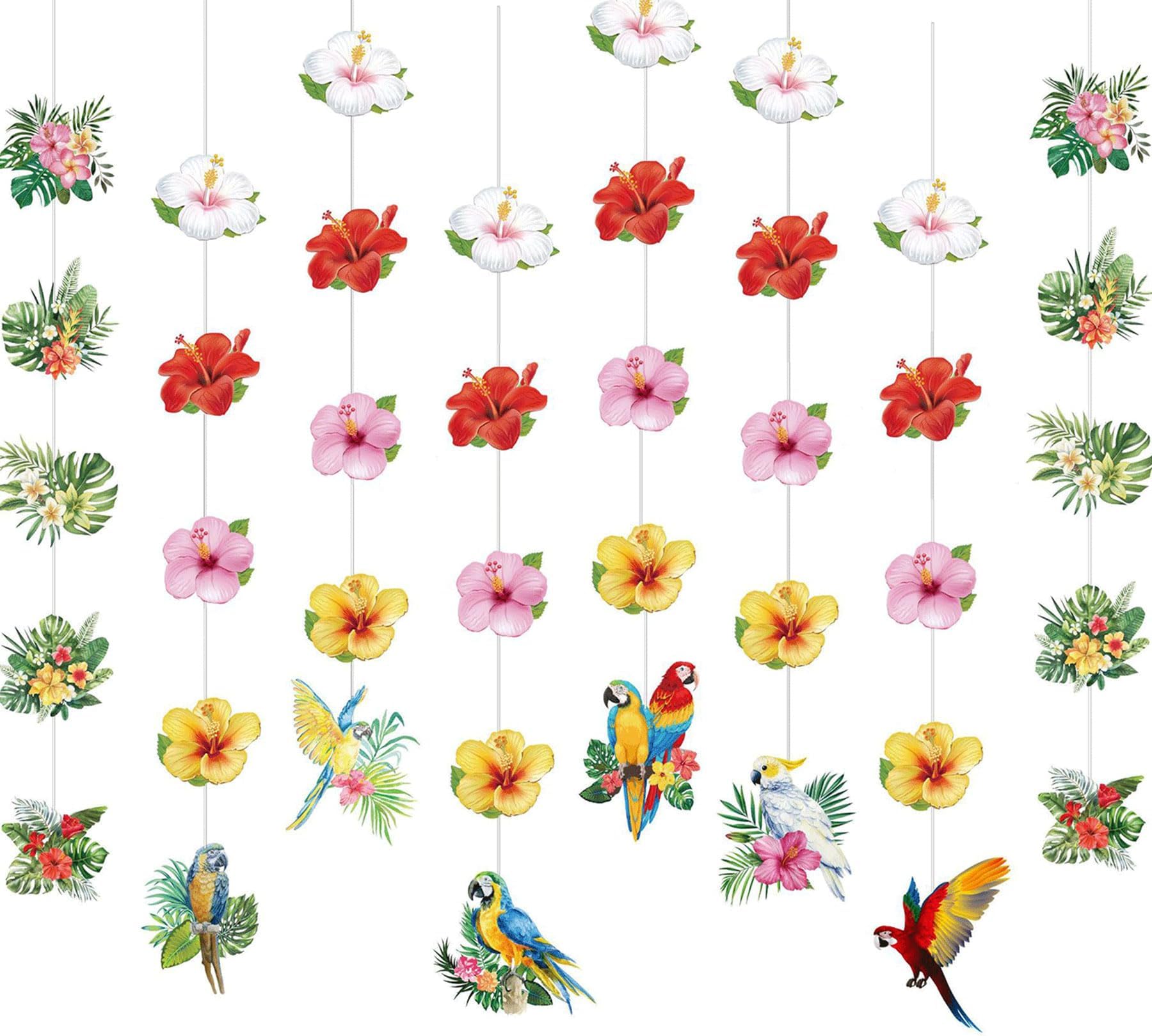 Amazon.com: Tropical Birds and Flowers Party Banners Floral Luau ...