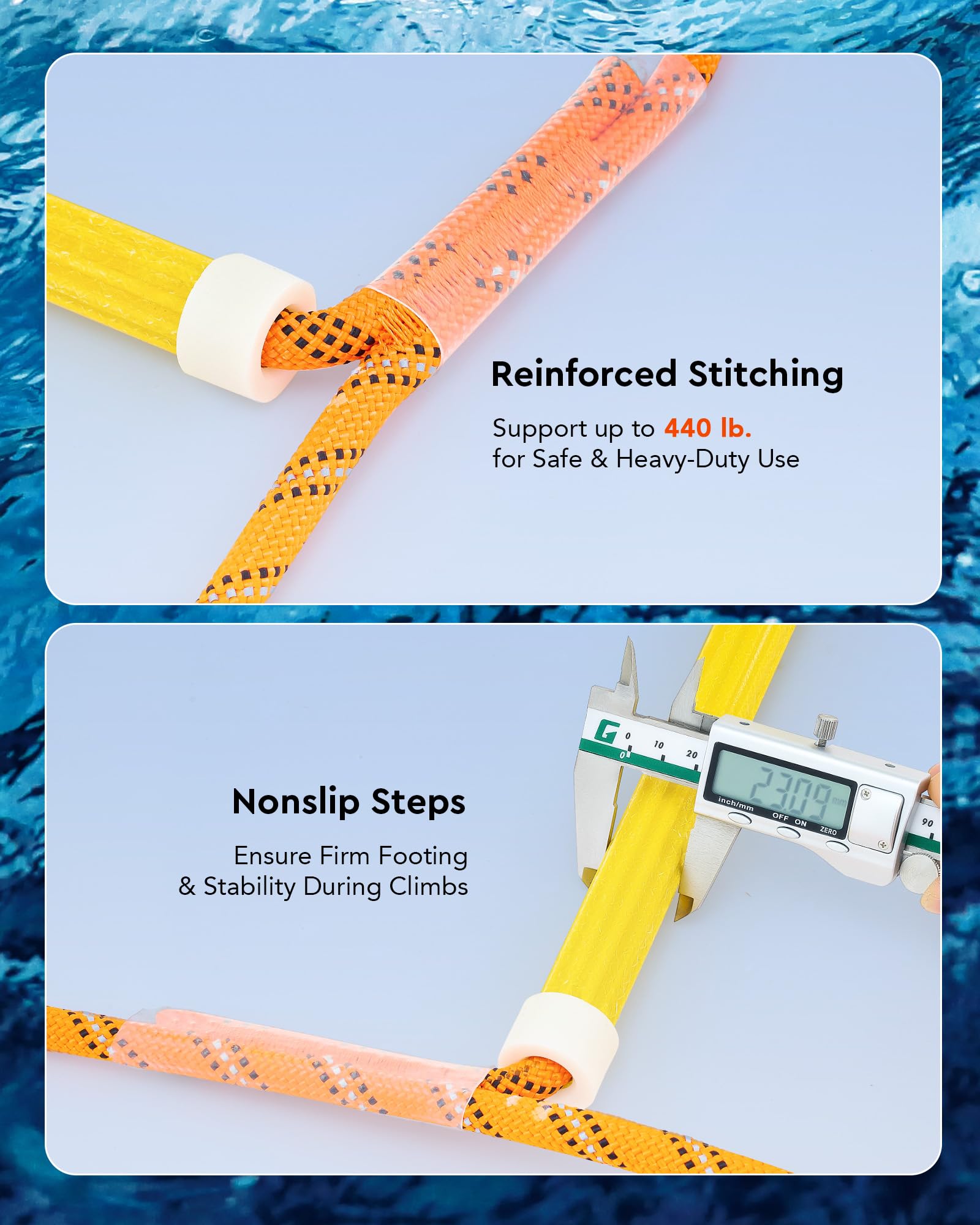 Snapklik.com : CO-Z Boat Rope Ladder, Boat Ladder 440Lbs Strength ...