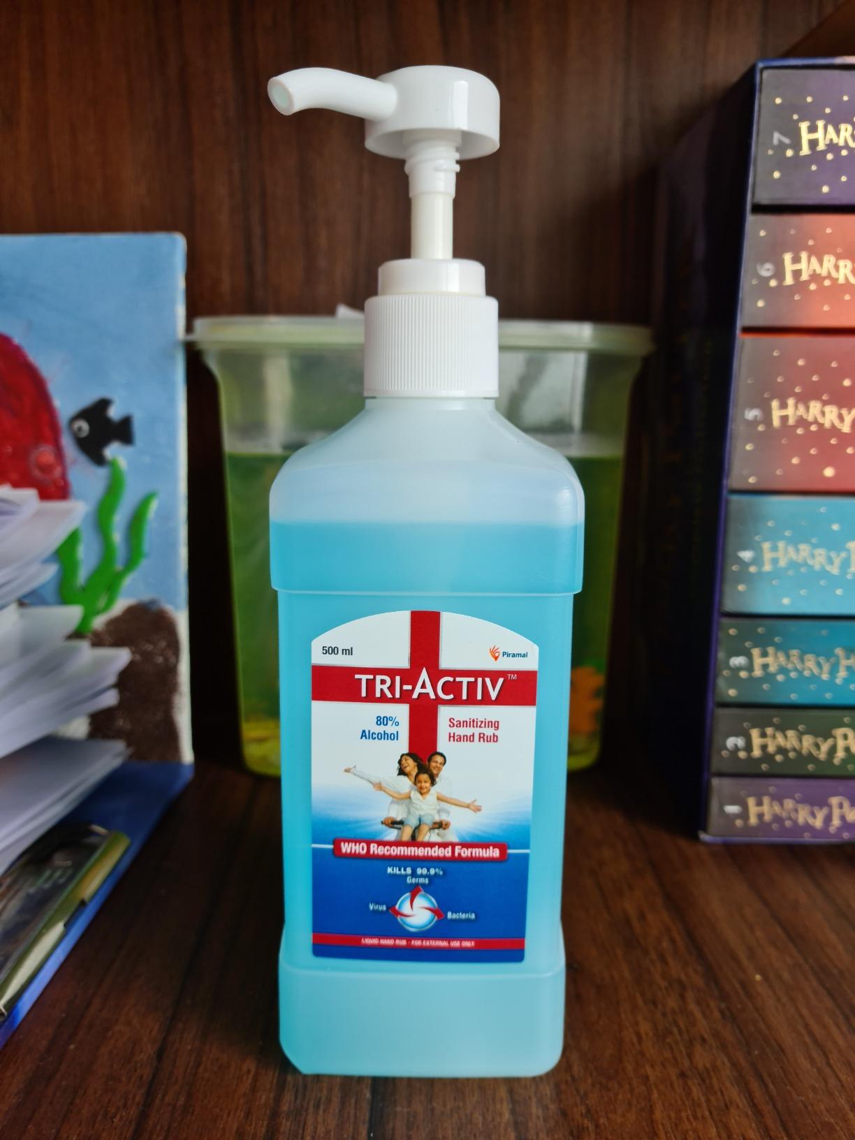 Tri-Activ Sanitizing Liquid Hand Rub, WHO formula, 500ml Pump - Pack of ...