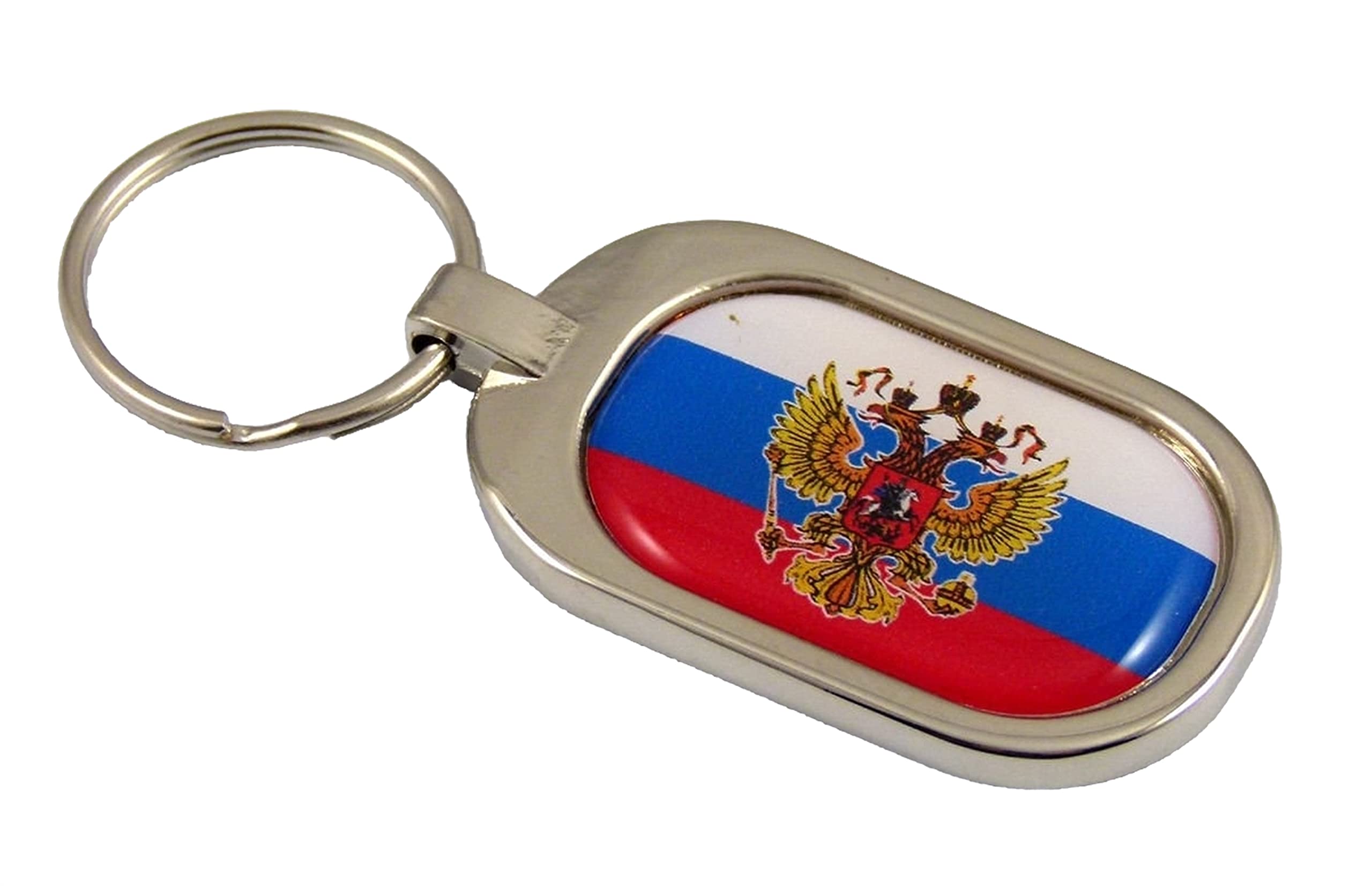 Amazon.com: Russia Flag Key Chain Metal Chrome Plated Keychain Key fob ...