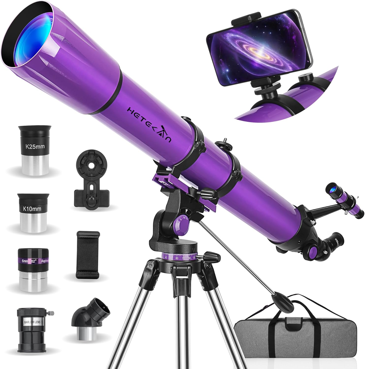 Amazon.com : HETEKAN Telescope, Telescope for Adults High Powered, 90mm Aperture 1000mm ...