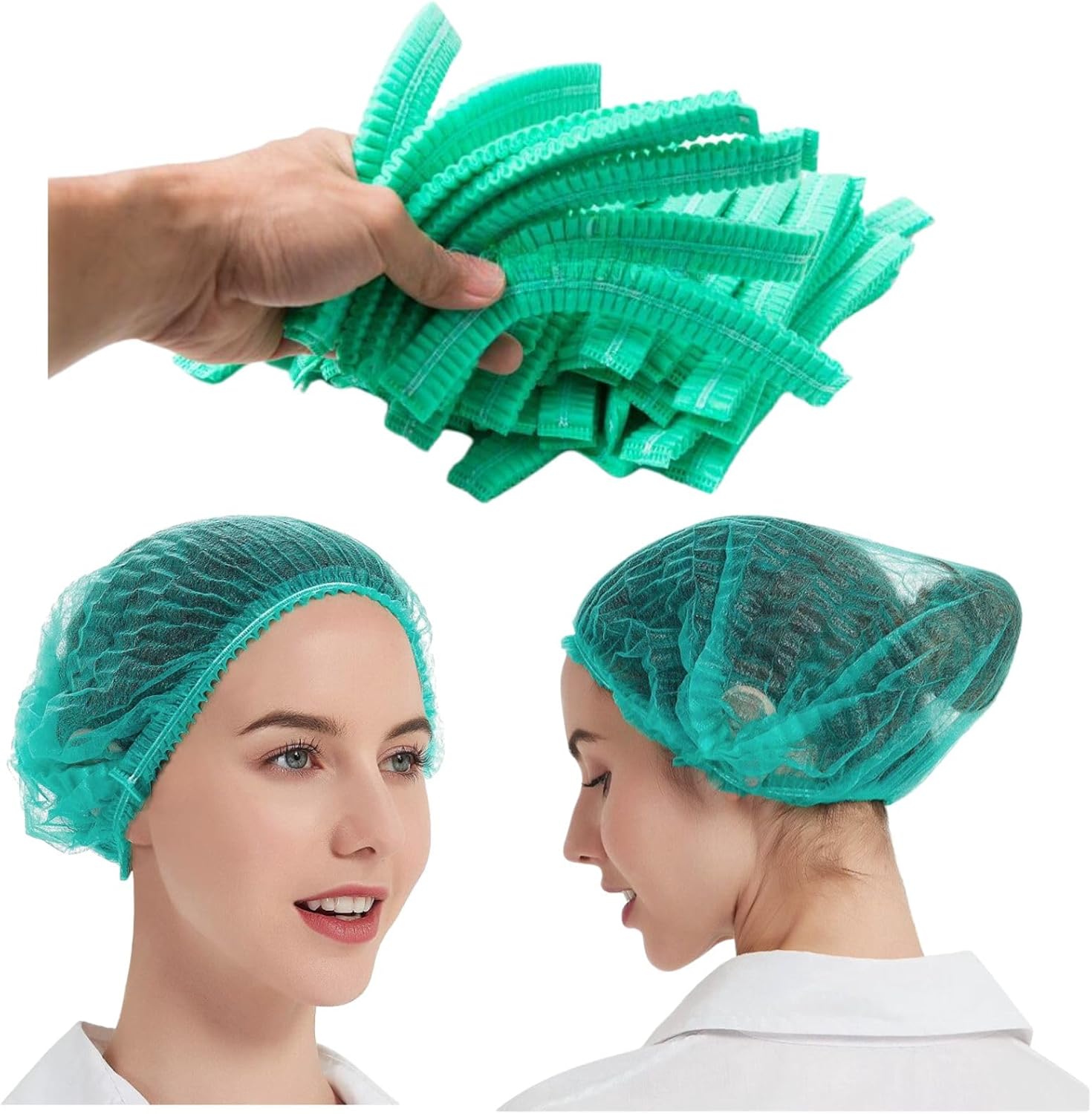 HOT BARGAINS 100 X Disposable Hair Nets Green Hair Net Non Woven ...