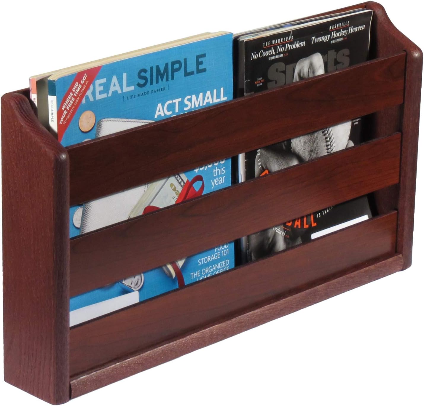 Amazon.com: Wooden Mallet® Doublewide Oak Magazine Rack, Wall Mount or ...