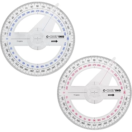 GRAPHOPLEX Rapporteur cercle entier 20cm degrés Transparent : Amazon.fr ...
