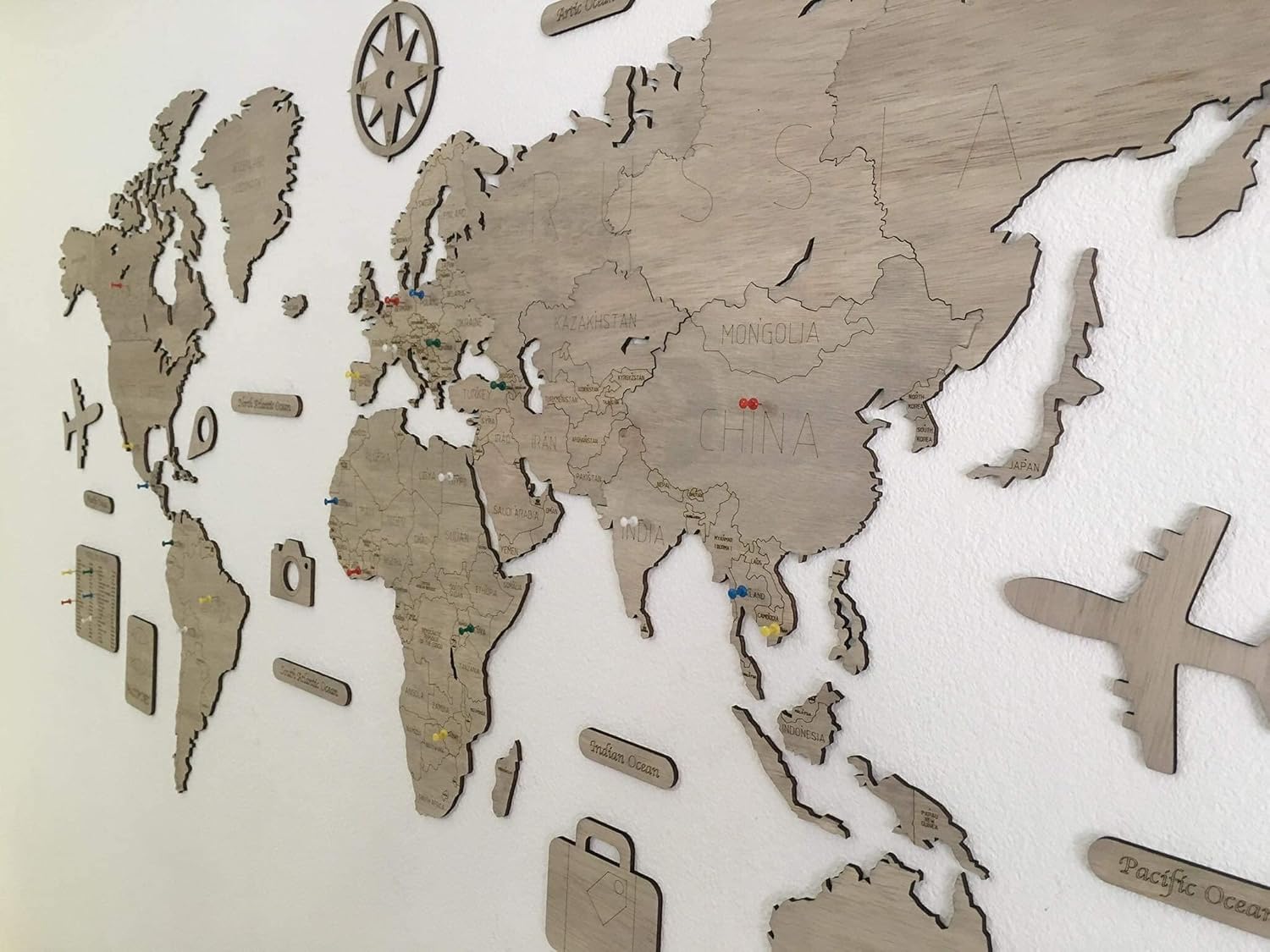 Gift Mexico – Mapa de viaje mundial de madera para decoración de pared ...