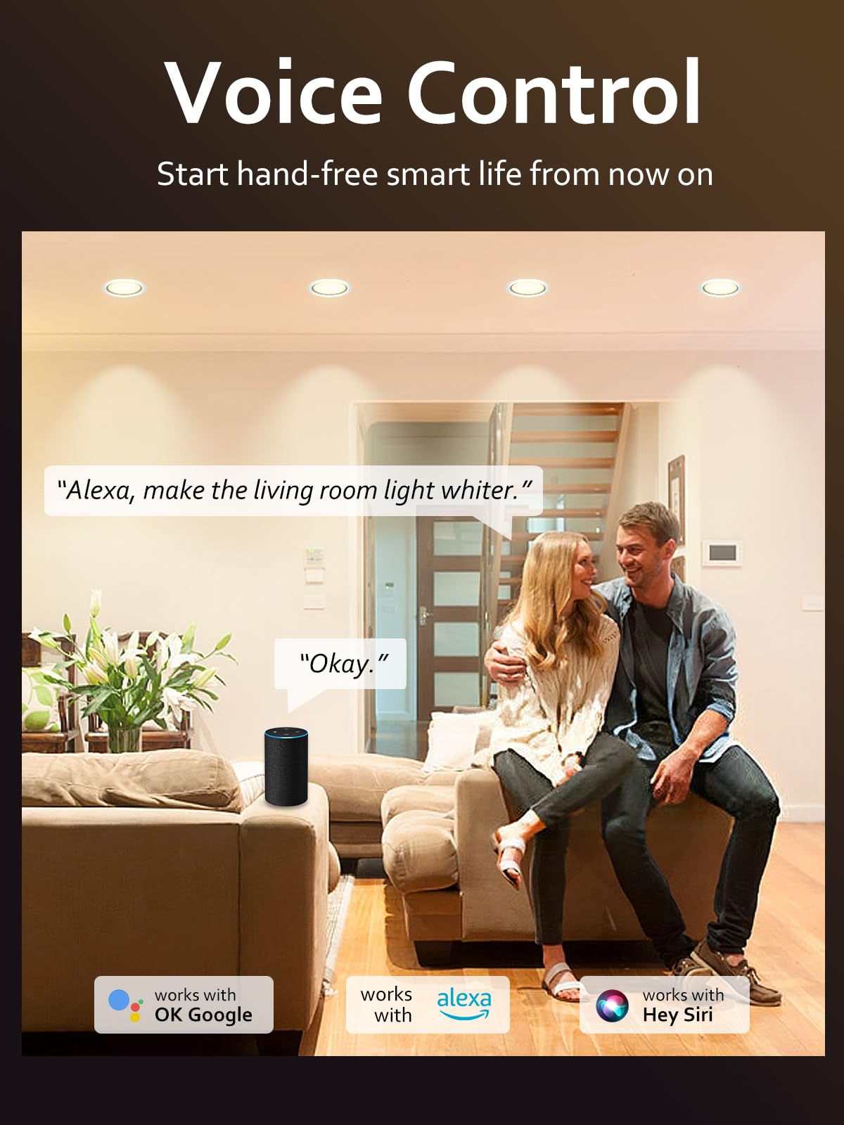 Snapklik.com : AOKETezm Smart WIFI Bluetooth Recessed Lighting 6 Inch ...