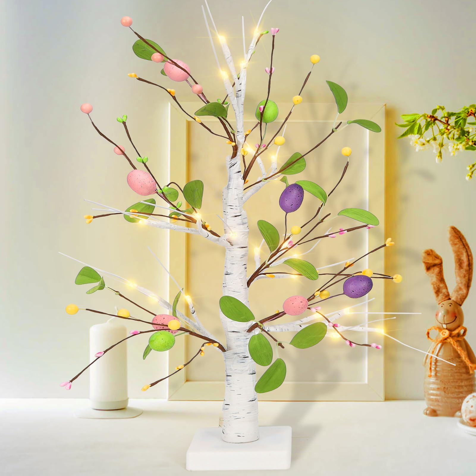 Amazon.com: 23in Easter Tree with Lights Pre-lit Easter Eggs Tree ...