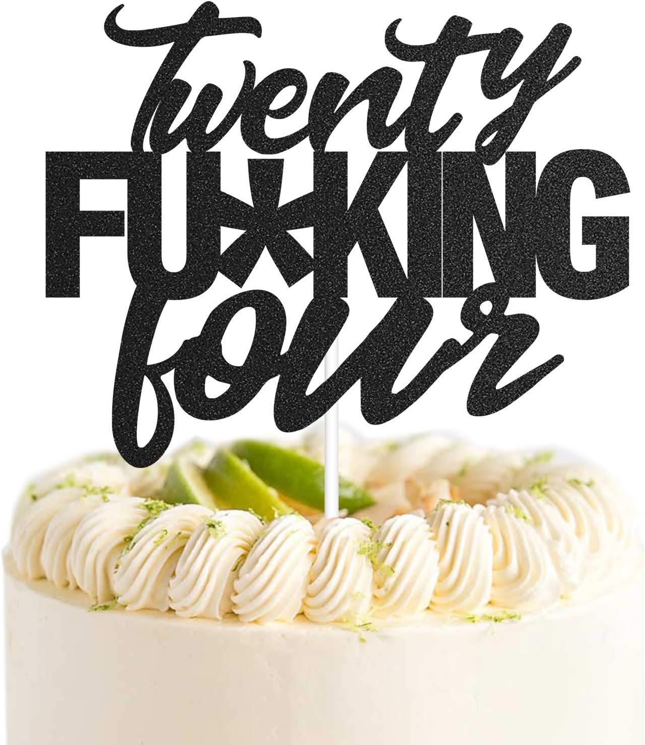 Amazon.com: Twenty Four Silver Glitter Cake Toppers 24 Years Old 24th ...