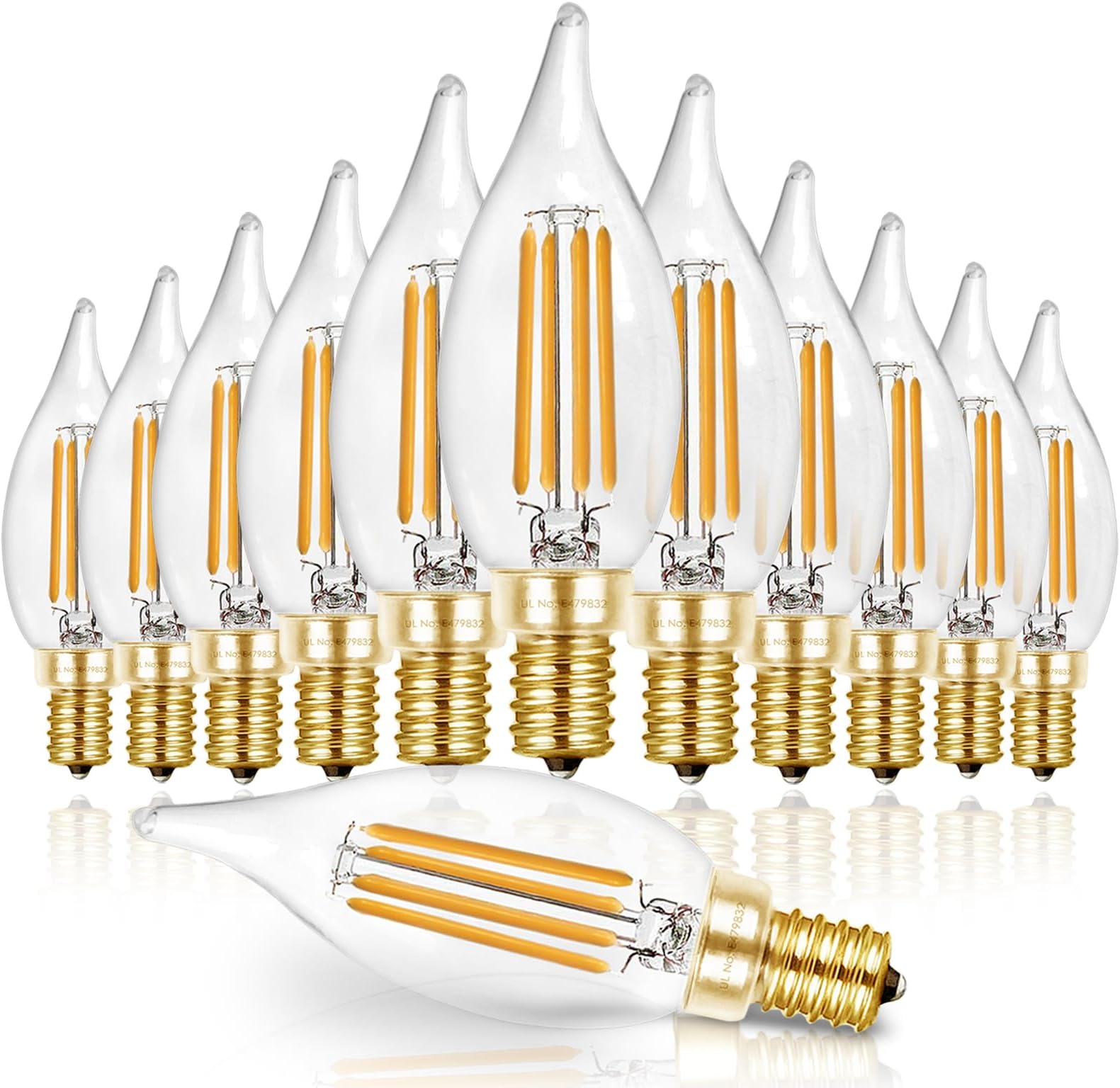 Hizashi LED Candelabra Bulbs 60 watt Equivalent 2700K Soft Warm White ...