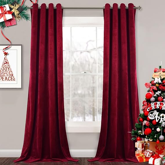 Amazon.com: StangH 108-inch Long Velvet Curtains - Luxurious Velvet ...