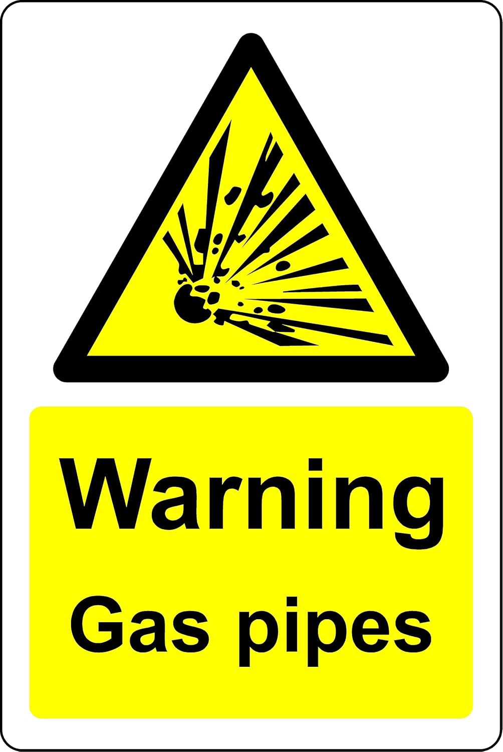 Warning gas pipes identification location Safety signs - 1mm Plastic ...