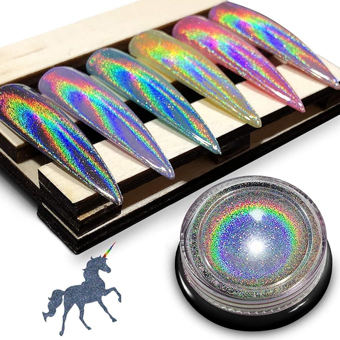 Amazon.com : iMethod Chrome Nail Powder - Holographic Nail powder ...