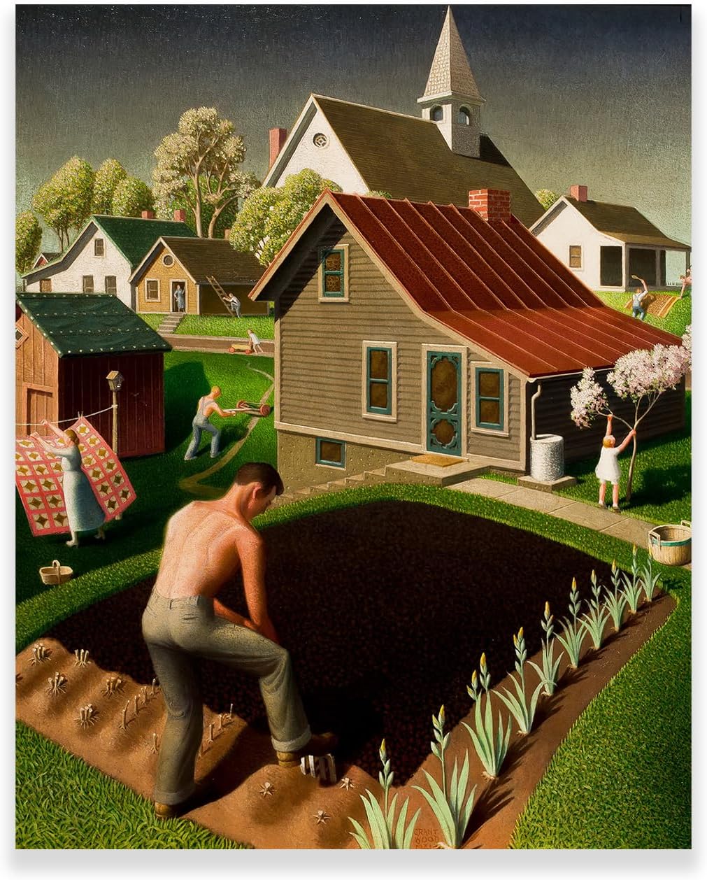 Amazon.com: Grant Wood Wall Art - Spring In Town Poster - Scene ...