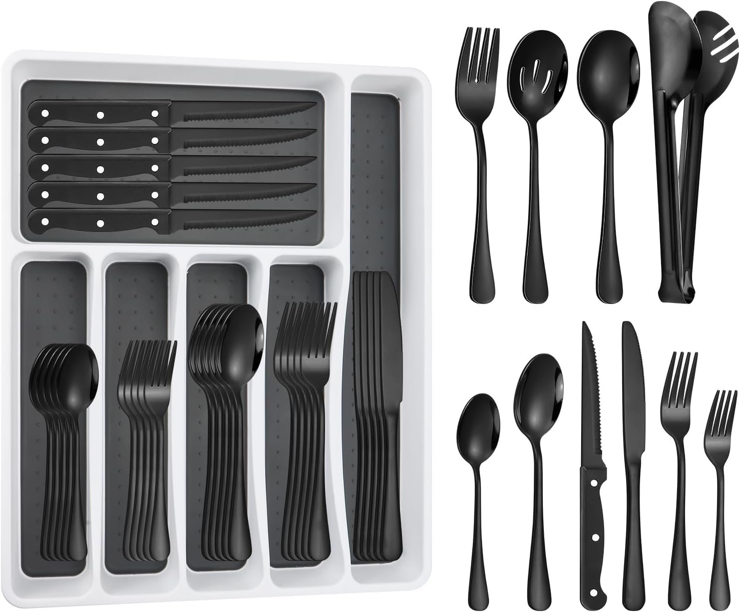 Amazon.com: Black Silverware Set, Umit Chef 48Pcs Black Flatware Set ...