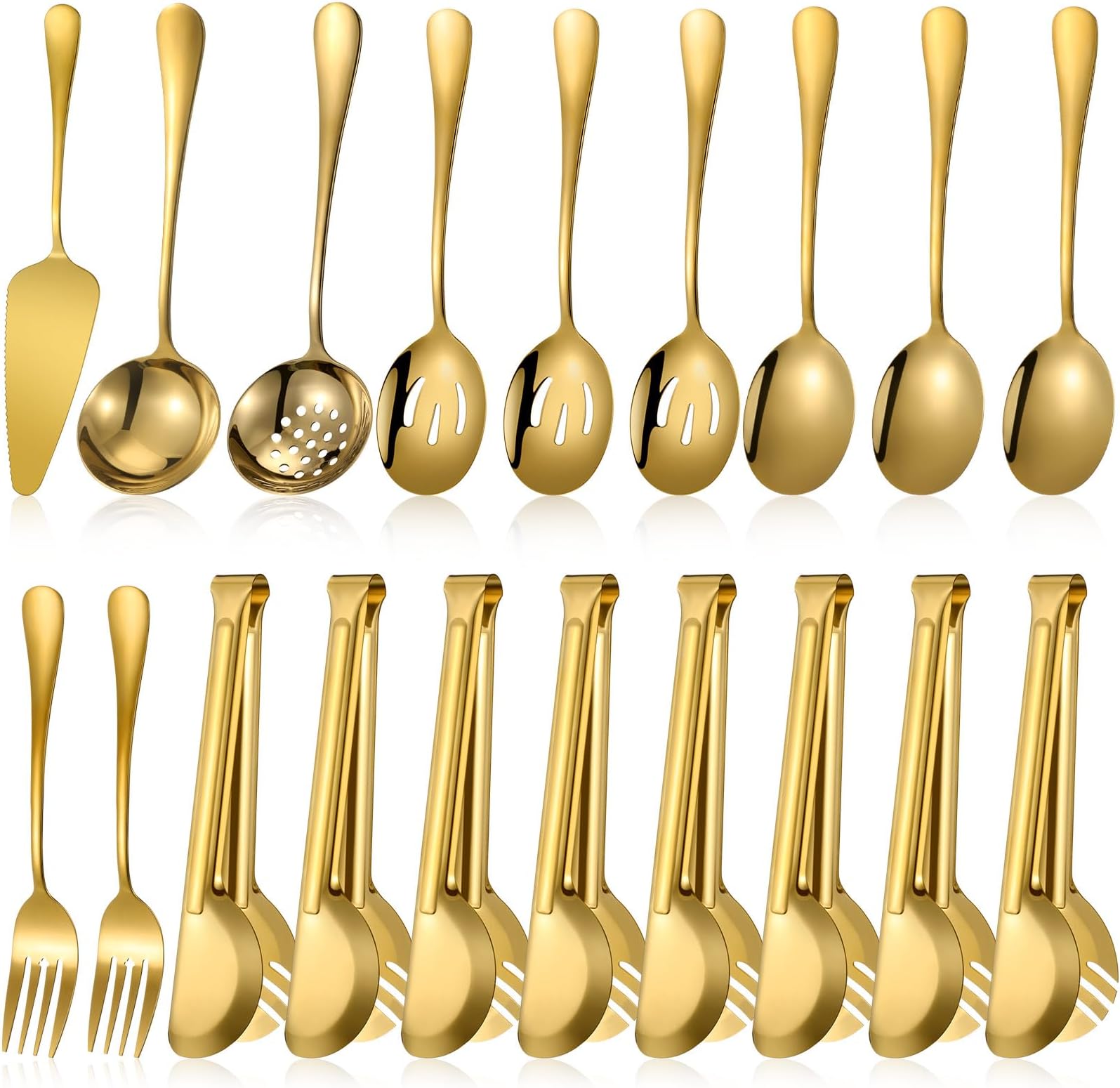 Amazon.com | Tanlade 19 Pcs Stainless Steel Serving Utensils Set ...