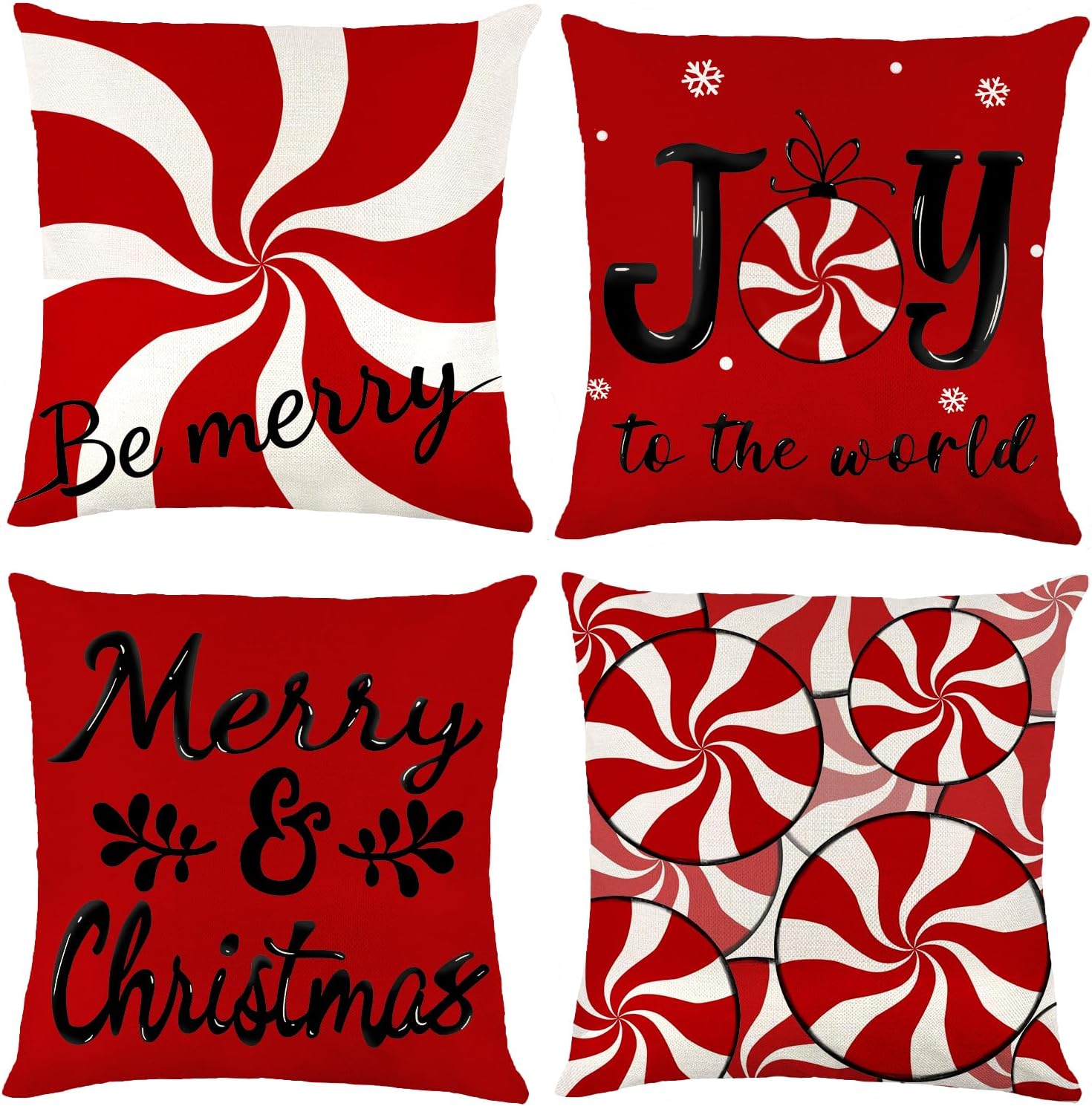 Amazon.com: Vellibring Christmas Candy Pillow Covers, 18x18 Set of 4 ...