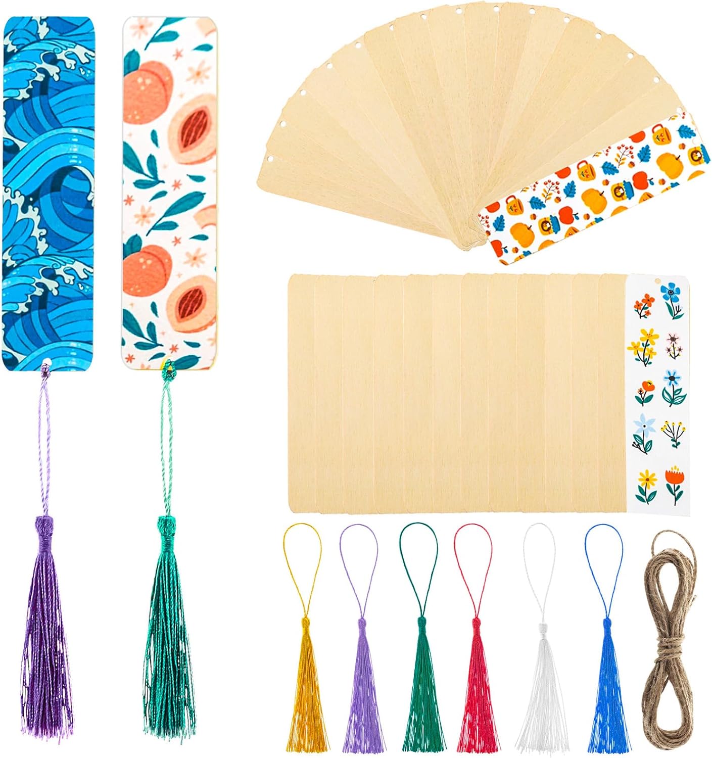 Amazon.com : Thinp 30Pcs Blank Bookmarks Wooden Bookmarks with Colorful ...