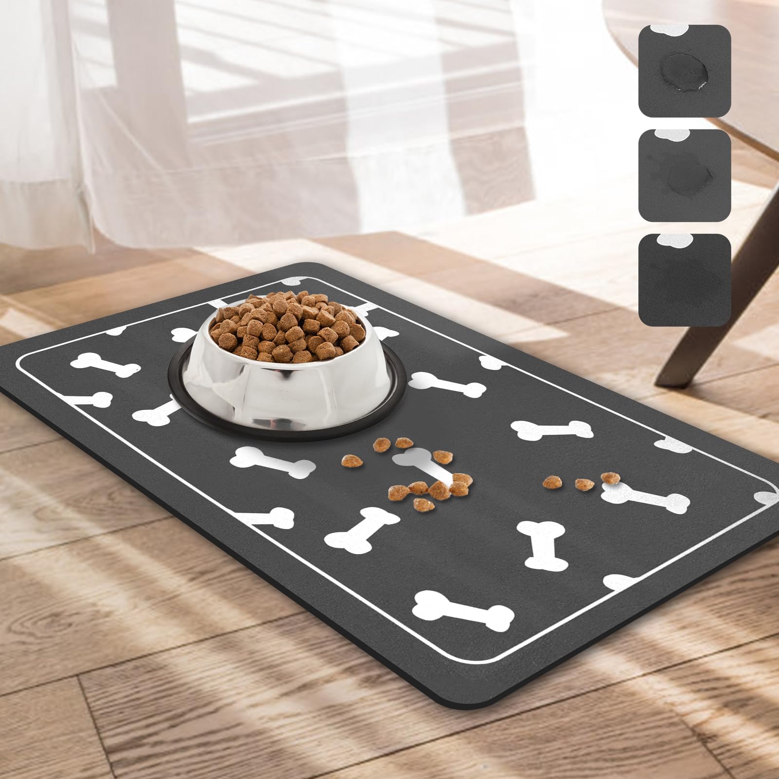Amazon.com: Dog Food Mat,Absorbent Dog Food mats,Hide Stain Pet Food ...