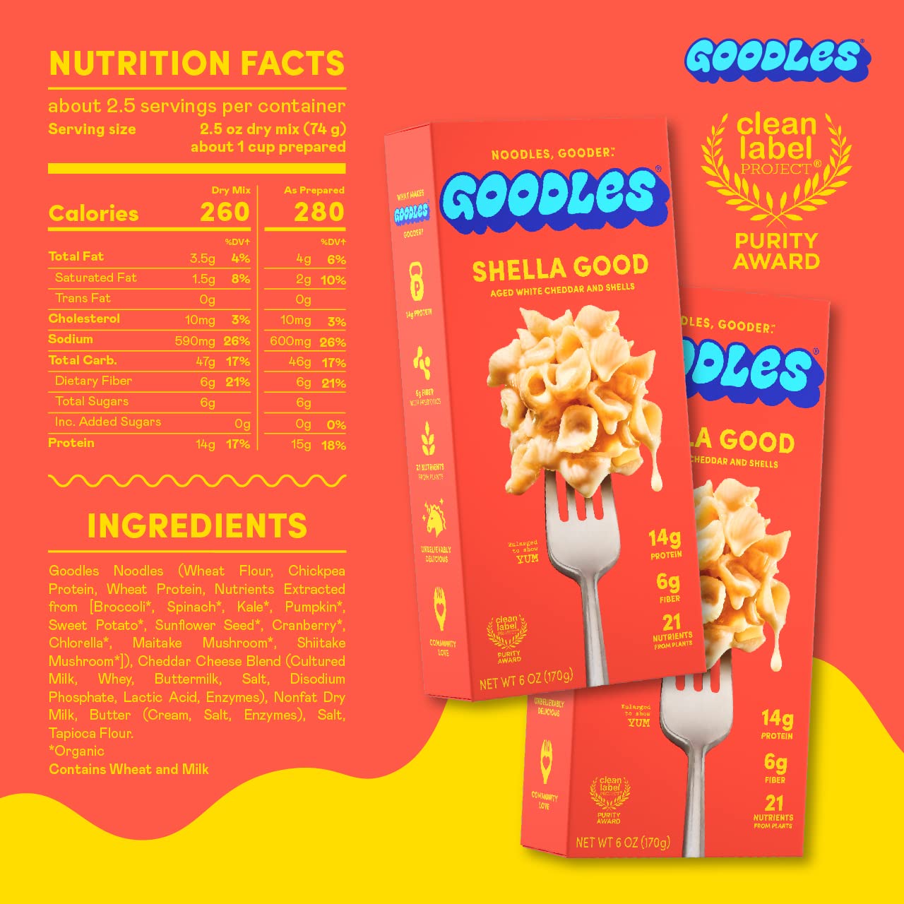 Goodles Shella Good Mac & Cheese – Paquete de 4, 6 onzas, 0.49 oz de ...