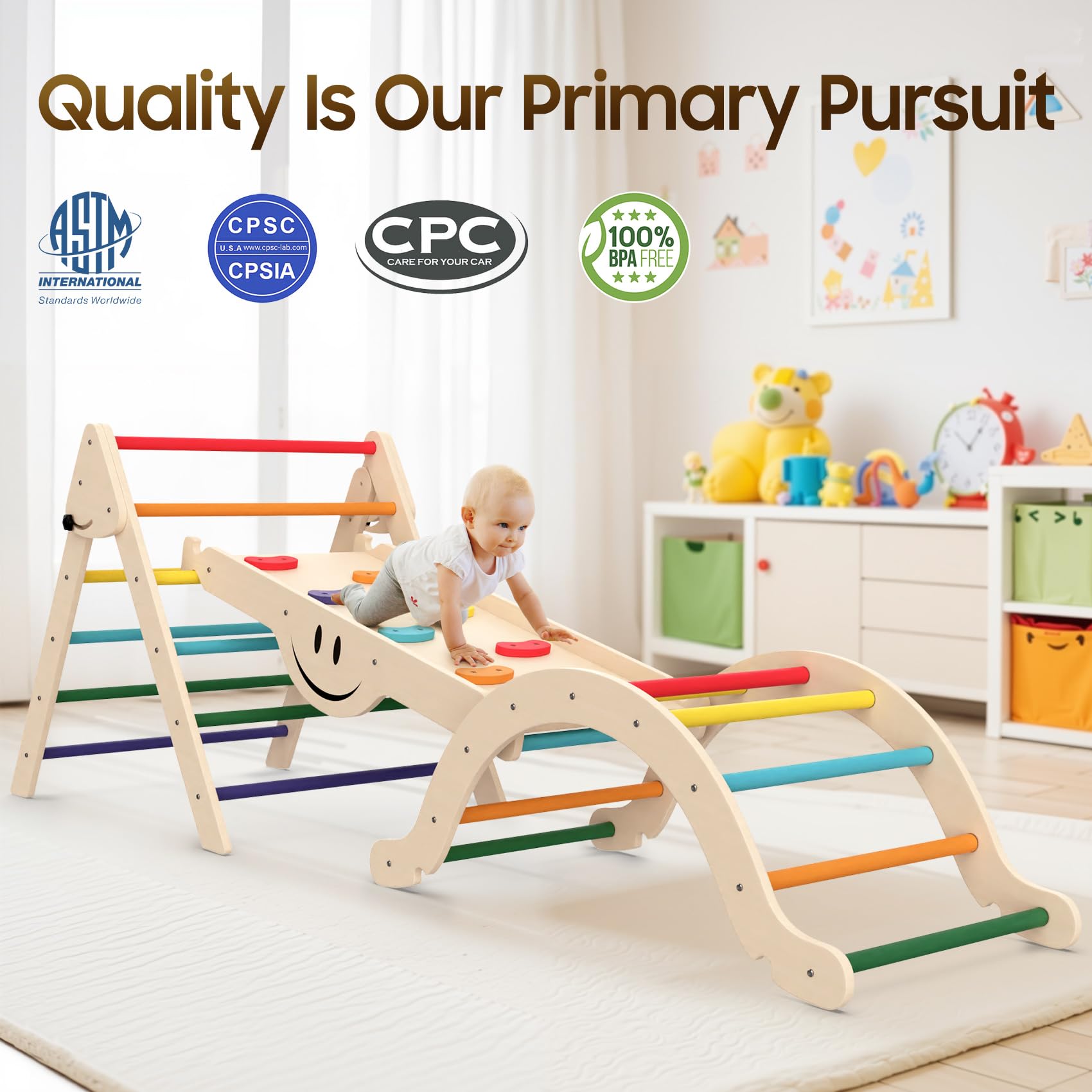 Snapklik.com : BIERUM Pikler Triangle Set 8 In 1, Wooden Toddler ...