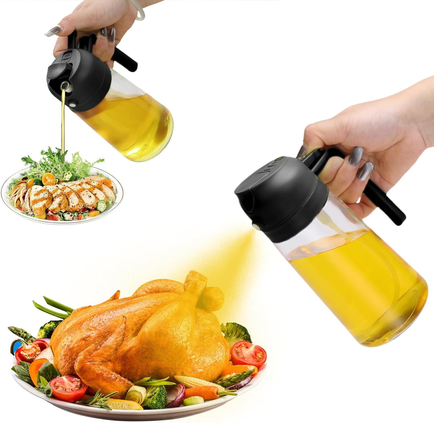 Amazon.com: Aovdy Oil Sprayer for Cooking 16oz,2 in 1 Olive Oil ...