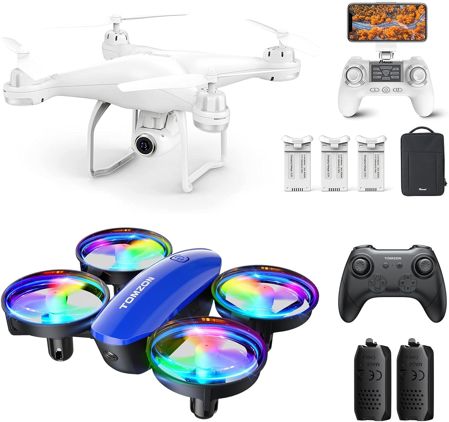 Amazon.com: Tomzon A23 LED Mini Drone for Kids Bundle with Potensic T25 ...