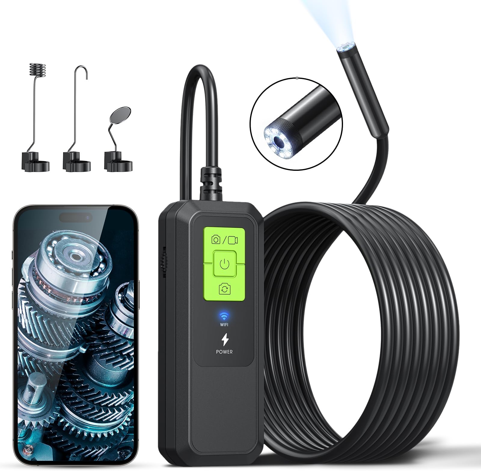 Amazon.com: Wireless Endoscope Camera with 8 Lights, 1080P Borescope ...