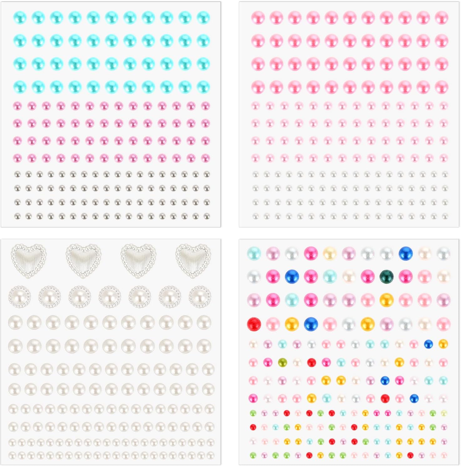 Amazon.com: Pearl Stickers for Hair Face Craft, Colorful Pearl Stickers ...
