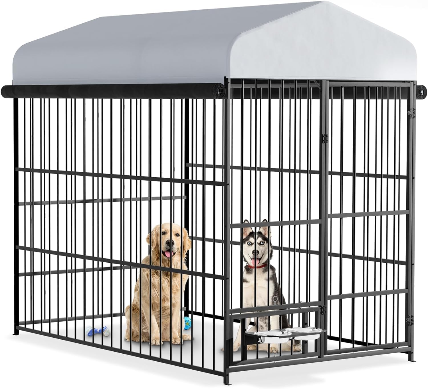 Amazon.com : Large Outdoor Dog Kennel with Roof, Heavy Duty Outdoor Dog ...
