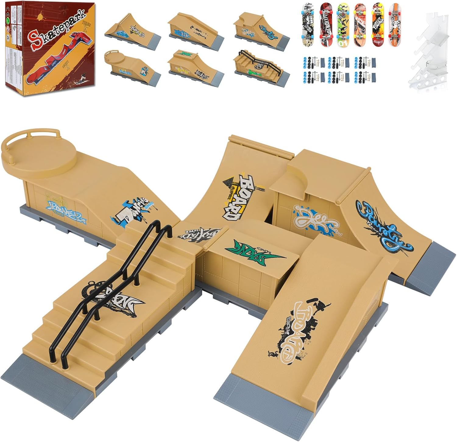 Amazon.com: FAYITING Finger Skateboard Park Ramp Set, 6 in 1 Mini ...