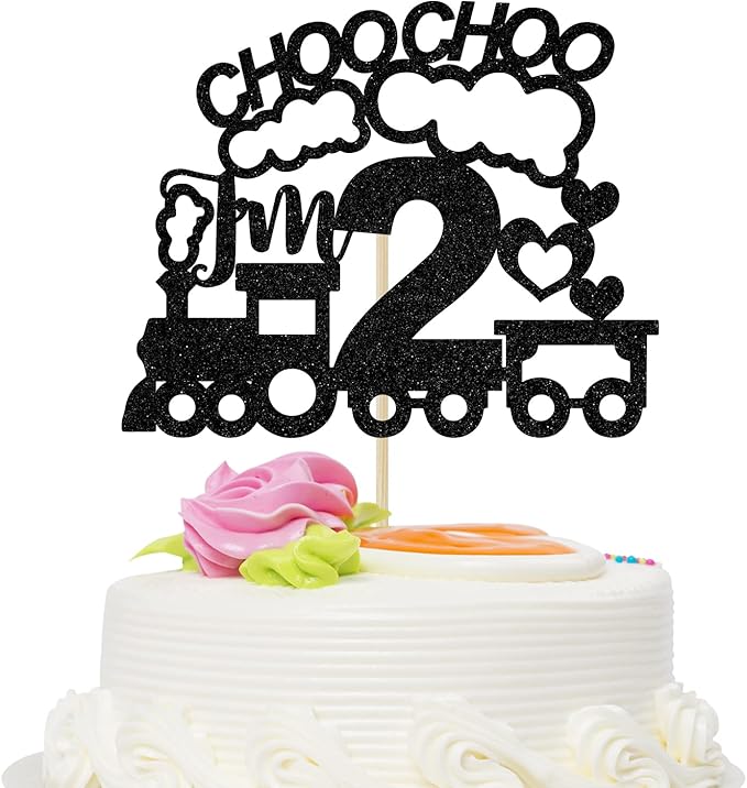 Amazon.com: Happy 2nd Birthday Cake Topper, Chugga Chugga Two Birthday ...