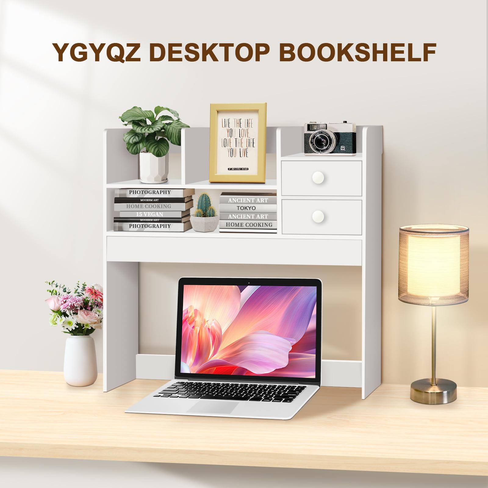 Snapklik.com : Wood Desk Shelf Organizer, Desk Hutch Top Only, Book ...