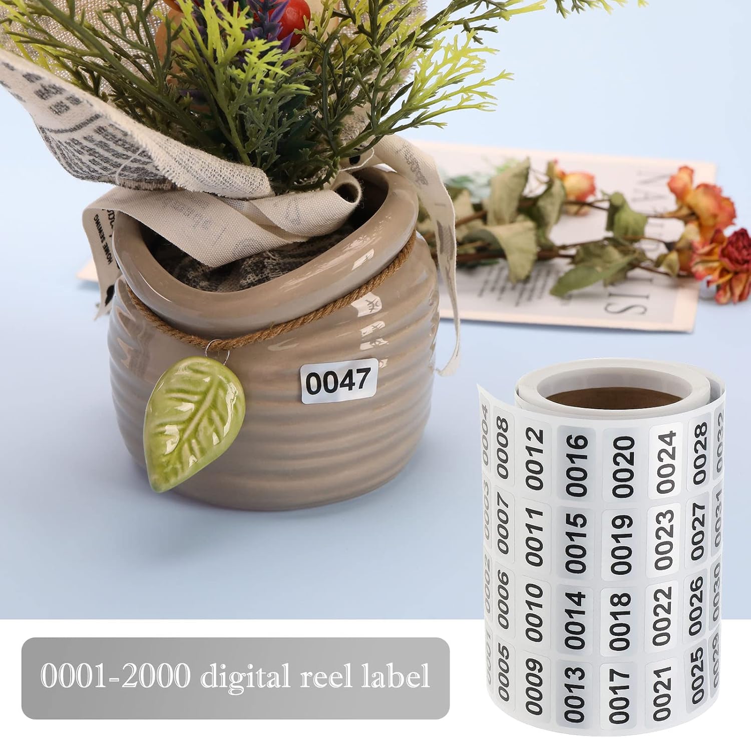 2 Rolls Consecutive Number Label Sticker 0001-2000 Multipurpose Number ...
