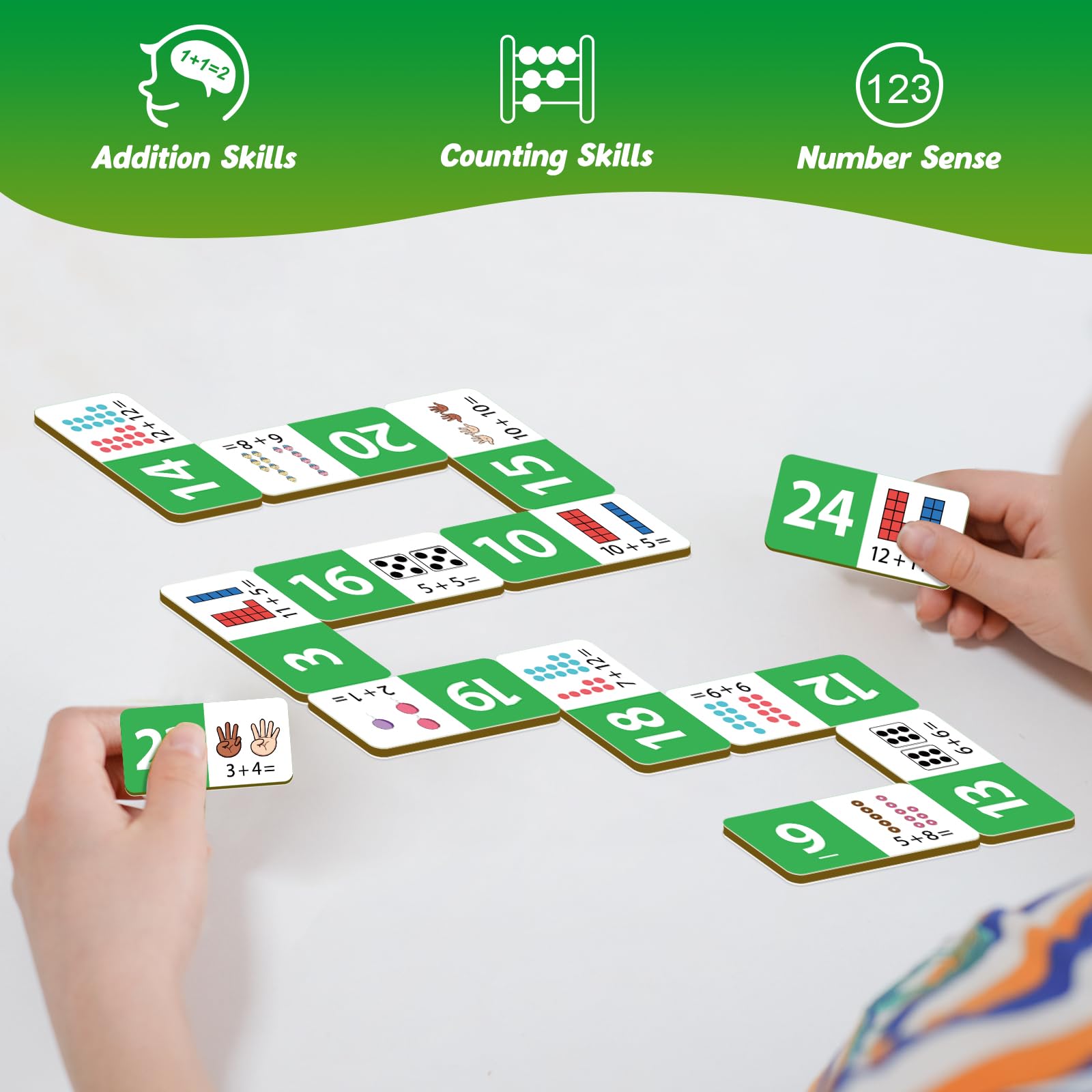 Snapklik.com : Addition Dominoes Set,Math Games For Kids,Math ...