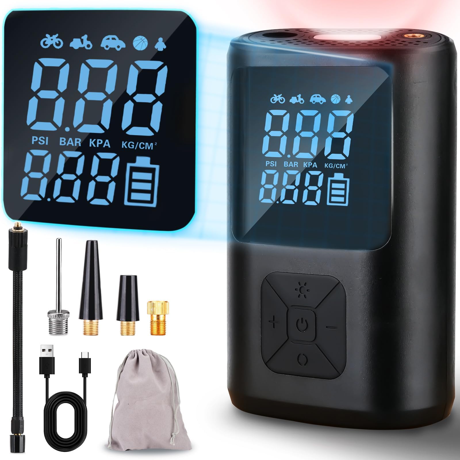 Mini Compressore Aria Portatile Auto, 4000mAh 4 Modalità Air Pump ...