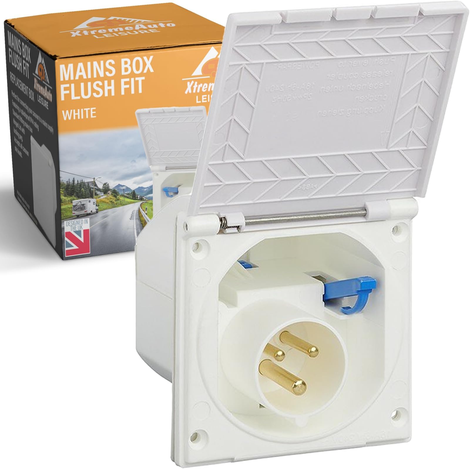 AB Tools 230v Mains 16A Flush Inlet Socket Black Caravan Motorhome ...