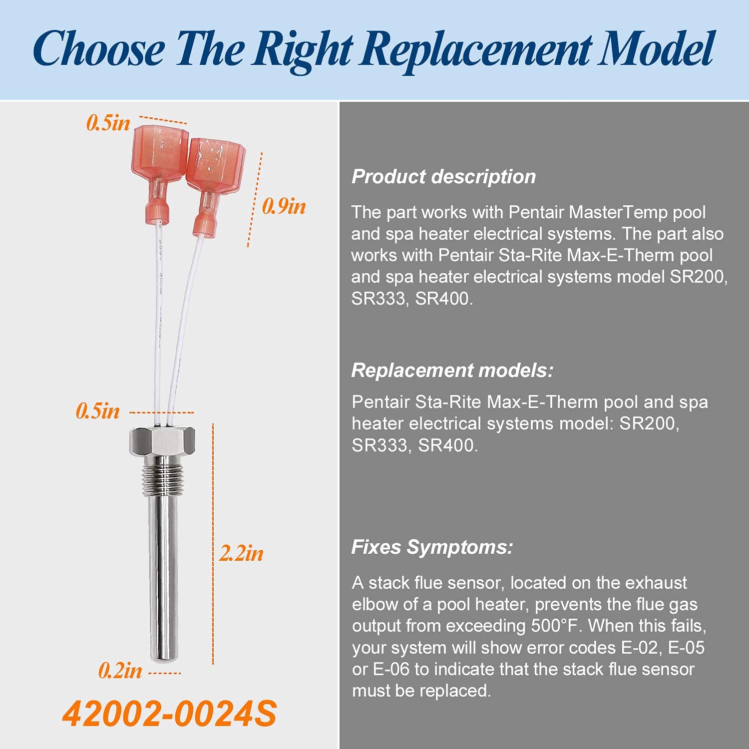 Snapklik.com : 42002-0024S Stack Flue Sensor Replacement For Pentair ...
