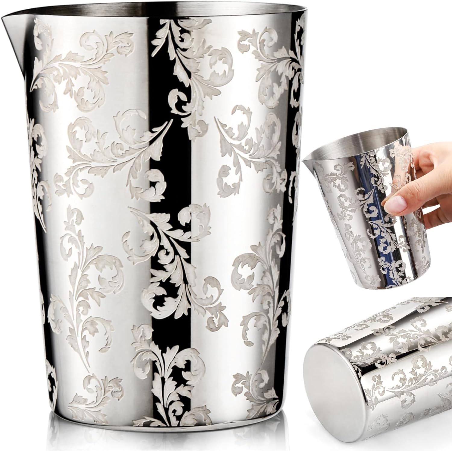 Amazon.com: Noamus Cocktail Mixing Glass, 17oz(500ml) Stainless Steel ...